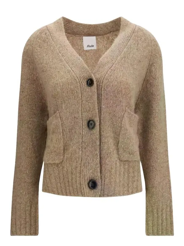 ALLUDE Cashmere V-neck Cardigan - Neutrals