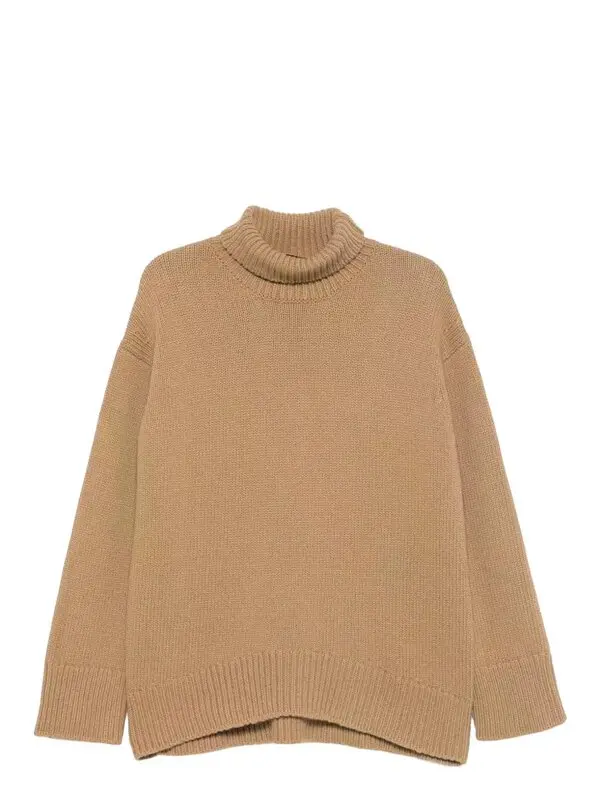 Plan C Roll-neck Drop-shoulder Sweater - Neutrals
