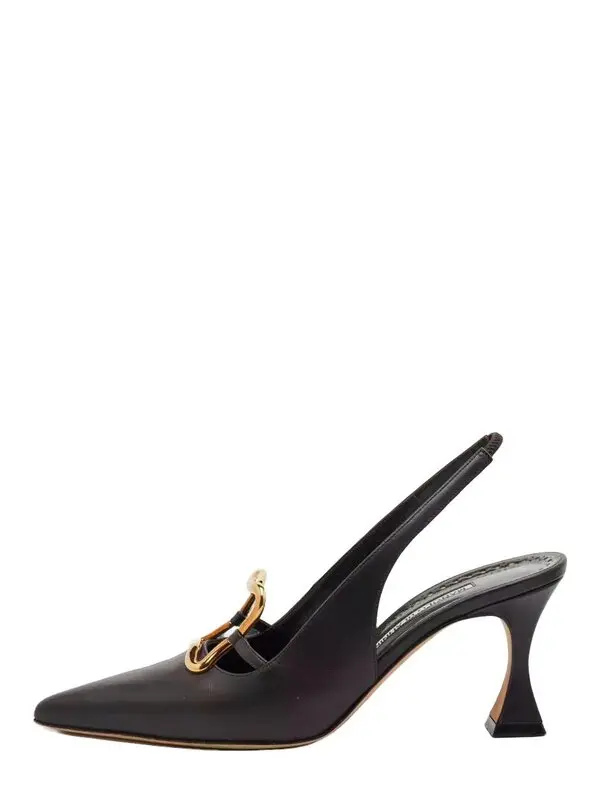 Manolo Blahnik Nikkal Buckle Slingback Pumps - Brown