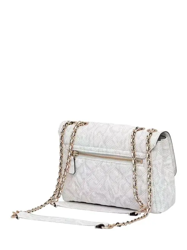Guess Quilted Snake-effect Shoulder Bag - White