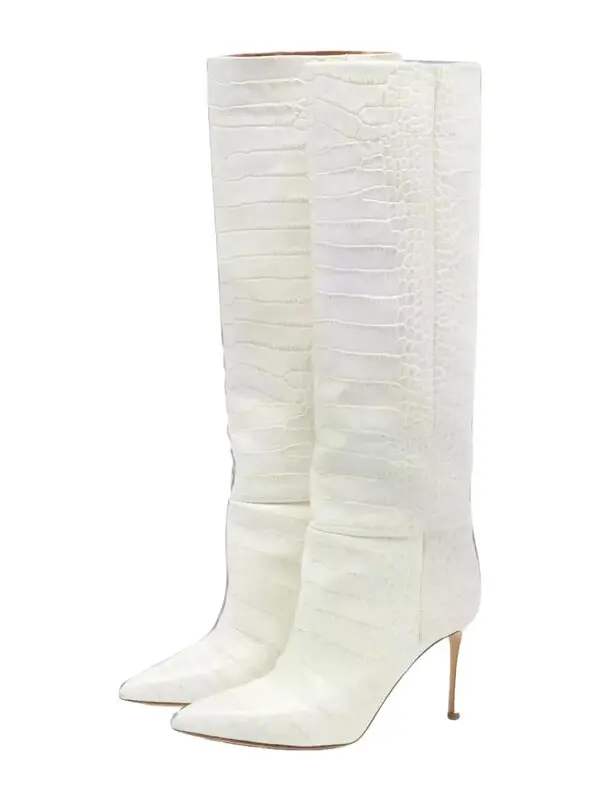 Paris Texas Leather Knee-length Boots - White