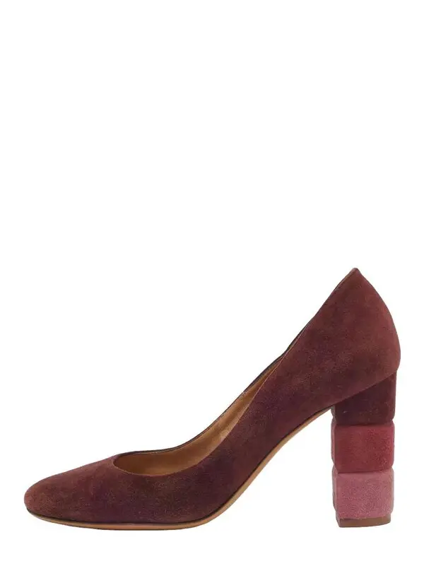 FERRAGAMO Madia Round-toe Block-heel Pumps - Red