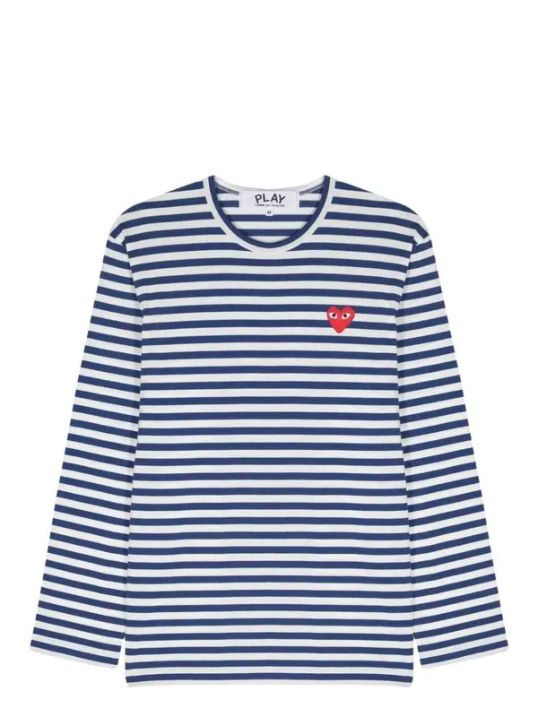 Play Comme Des Garcon Cotton Striped T-shirt - Blue