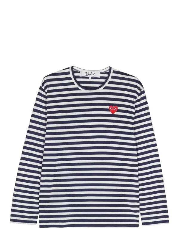 Play Comme Des Garcon Striped Cotton T-shirt - Blue