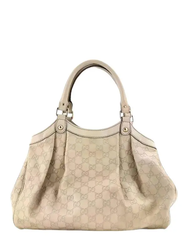 Gucci Sukey Ssima Leather Medium Tote Bag - Neutrals