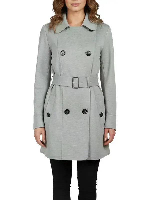 Burberry Double-breasted Belted Trench Coat - Grey