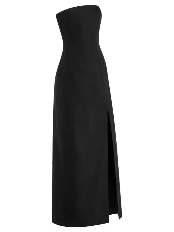 GENNY Strapless Side-slit Midi Dress - Black