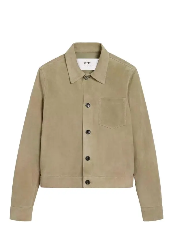 AMI Paris Boxy-fit Goatskin Shirt Jacket - Green