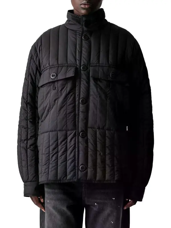 Rains Quilted Button-up Jacket - Black