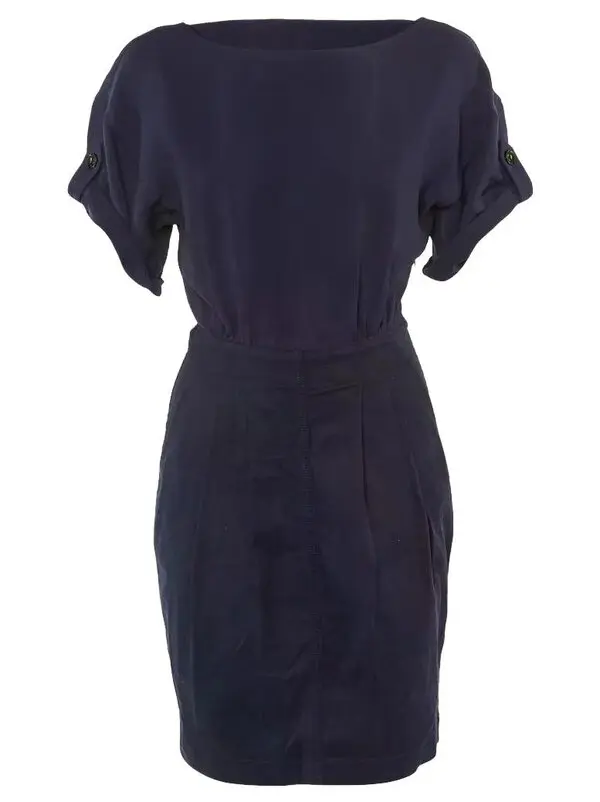 Burberry Short-sleeve Pleated Dress - Blue