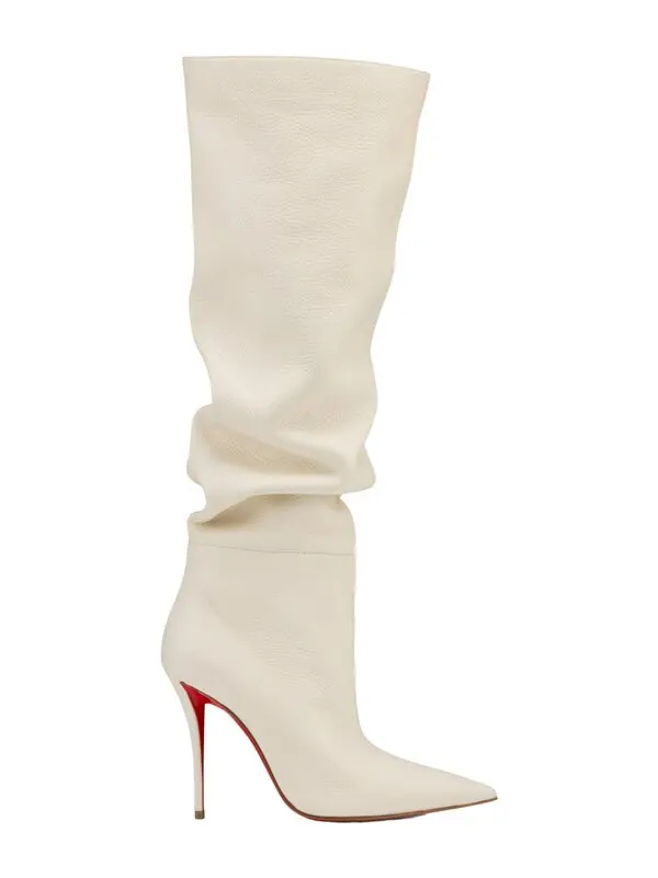 CHRISTIAN LOUBOUTIN Zependris 100 Leather Knee-high Boots - White