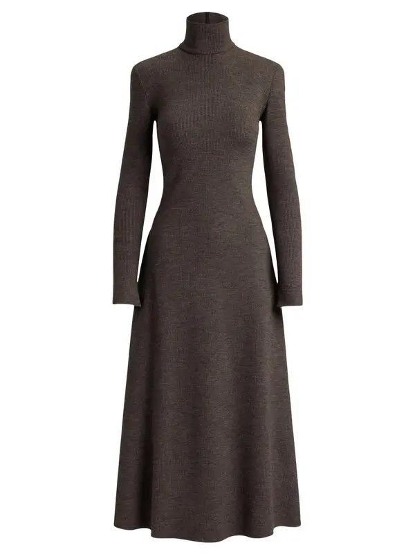 Ralph Lauren Wool Emmerson Midi Dress - Brown