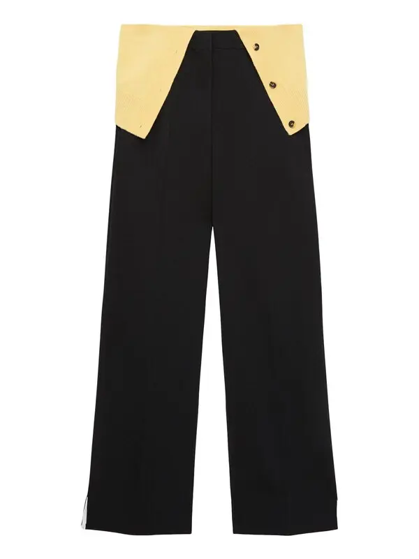 Loewe Wool-blend Knit-detail Trousers - Black