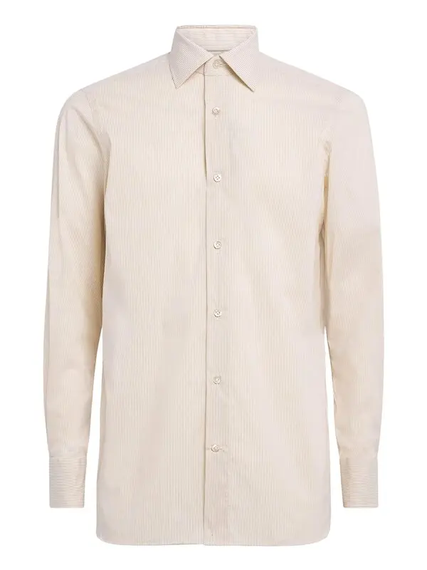 100HANDS Cotton-silk-wool Stripe Shirt - Beige