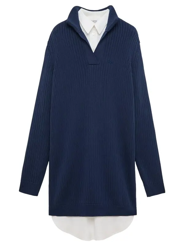 Loewe Layered Shirt-sweater Mini Dress - Navy