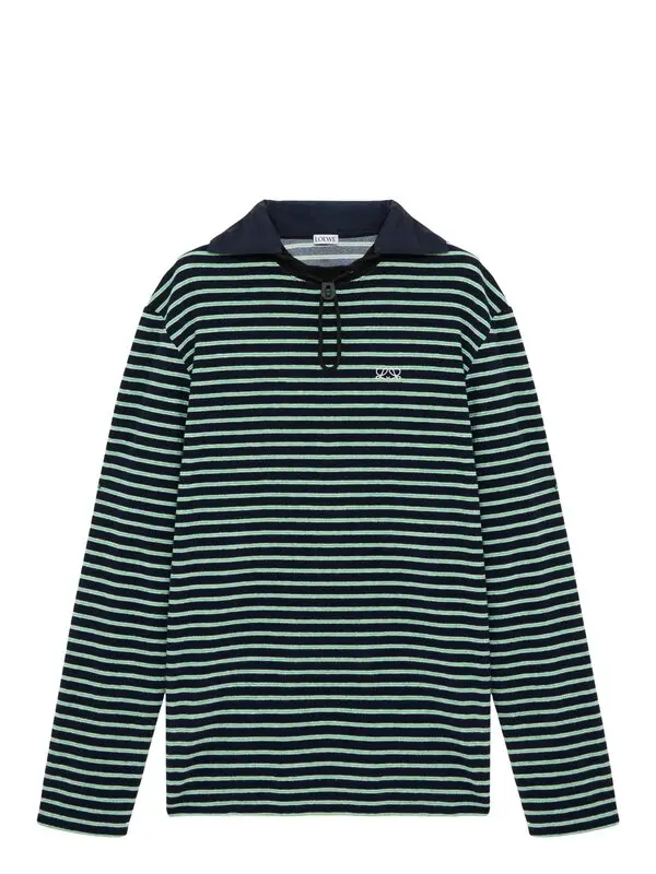 Loewe Stripe Toggle Polo Shirt - Navy