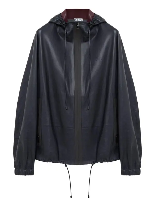 Loewe Lambskin Hooded Jacket - Navy