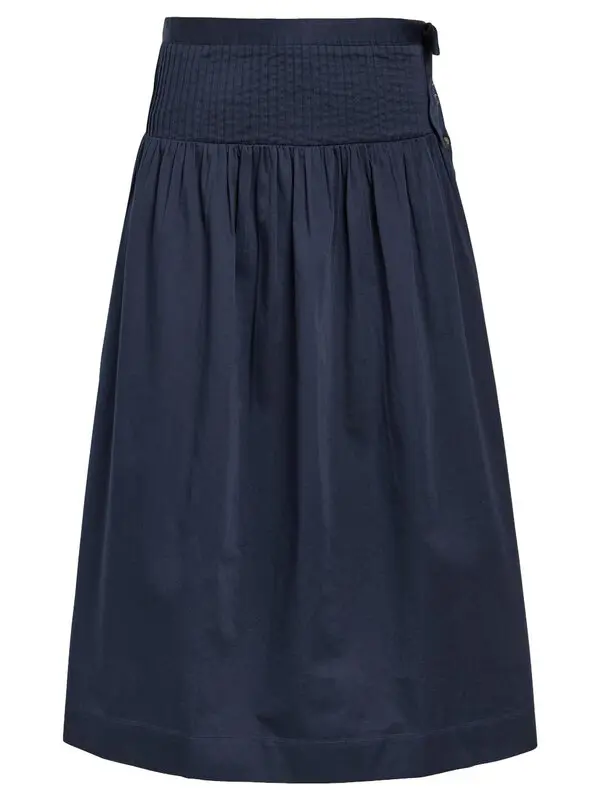 DAMSON MADDER Josie Pleated Cotton Midi Dress - Navy