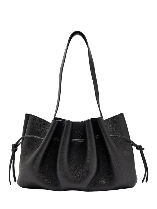 Yuzefi Scallop Suede Shoulder Bag - Black
