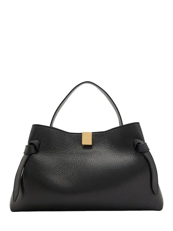 Yuzefi Gyoza Grained Leather Tote - Black