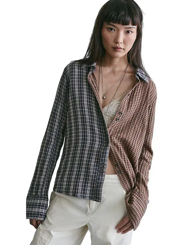 We The Free Benny Slim Plaid Button-down - Brown Combo