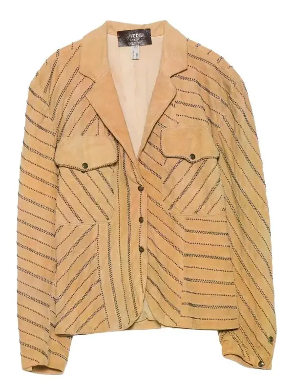 Roberto Cavalli Stud-embellished Leather Jacket - Neutrals