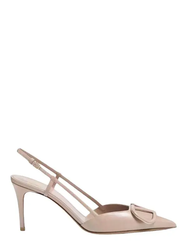 Valentino Garavani Vlogo Signature Calfskin Slingback Pumps 80 Mm - Neutrals