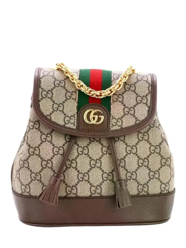 Gucci Ophidia Flap Gg Coated Canvas Mini Backpack - Brown