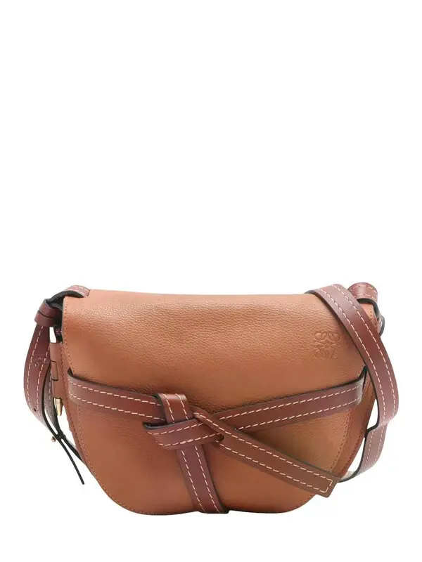 Loewe Small Gate Leather Crossbody Bag - Brown