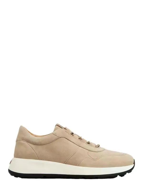 TOD'S Suede Sneakers With Red Dot Detailing - Neutrals