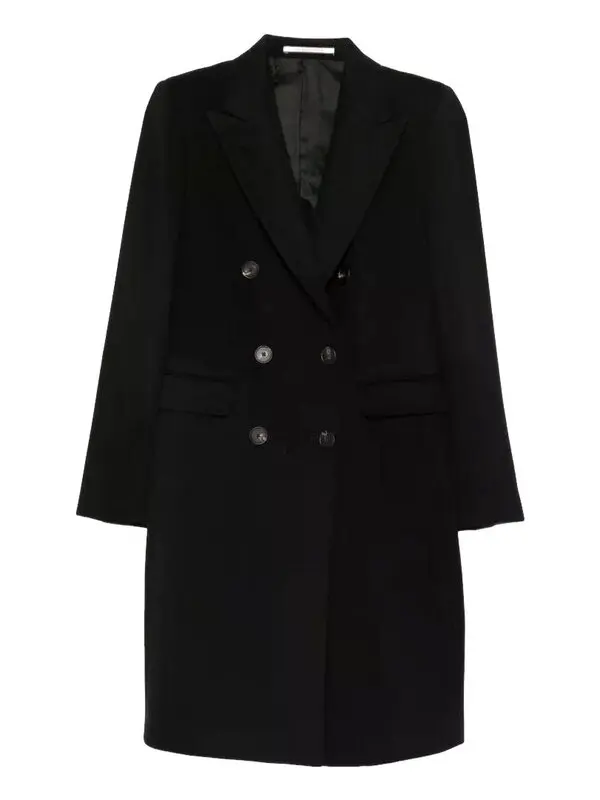 Tagliatore Double-breasted Peak-lapels Coat - Black