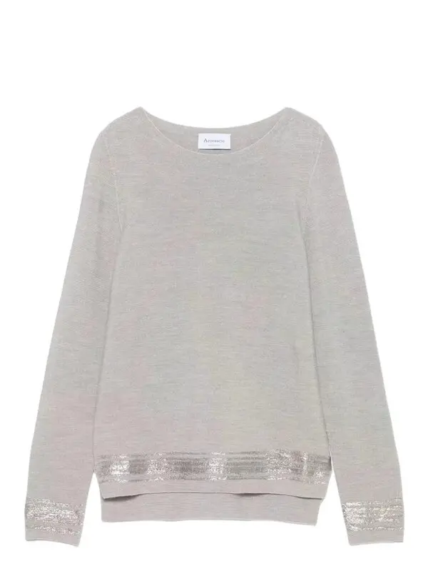 AROVESCIO Metallic-trim Side-slit Sweater - Grey