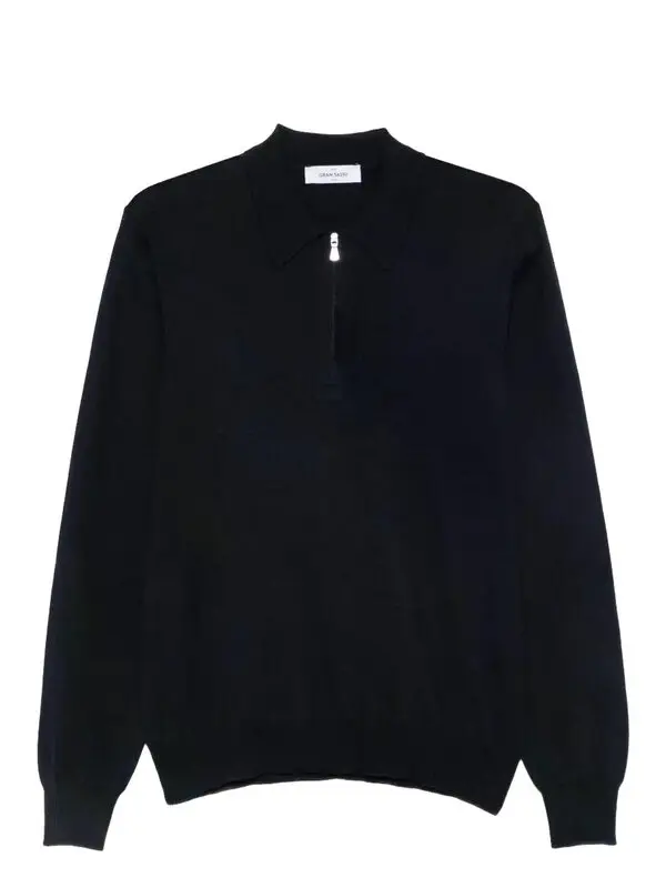 GRAN SASSO Quarter-zip Polo Sweater - Blue
