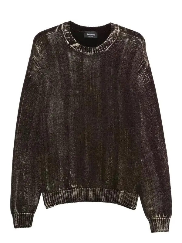 AROVESCIO Faded-effect Ribbed-trim Knit - Black