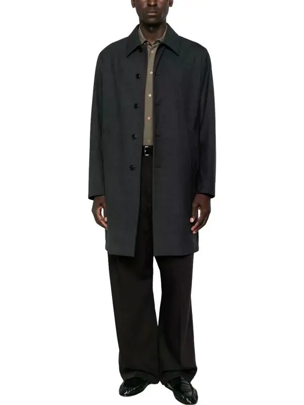 Prada Logo-plaque Coat - Grey