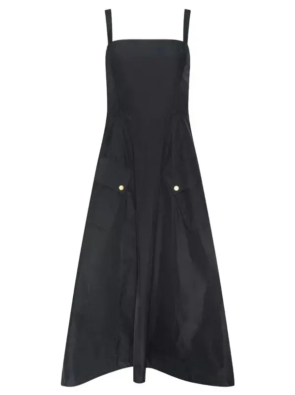 L'Agence Ayela Pocket-detail Midi Dress - Black
