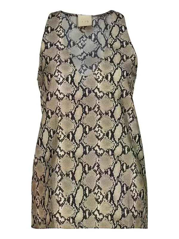 PAULA Snakeskin-print Silk Tank Top - Neutrals