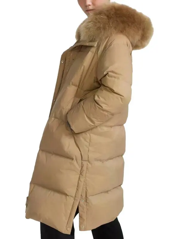 YVES SALOMON Fur-trim Hooded Down Coat - Neutrals