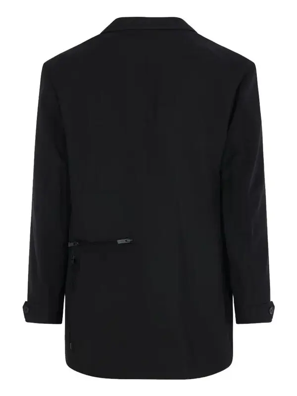 Yohji Yamamoto Wool Zip-detail Notch-lapel Jacket - Black