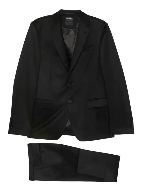 Zegna Single-breasted Wool Suit - Black