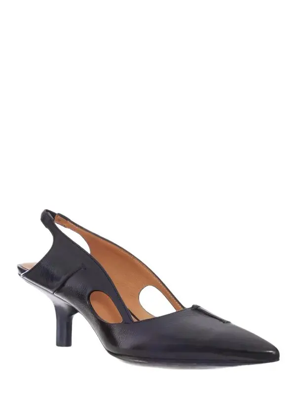CAPASA MILANO Cut-out Leather Slingback Pumps - Black