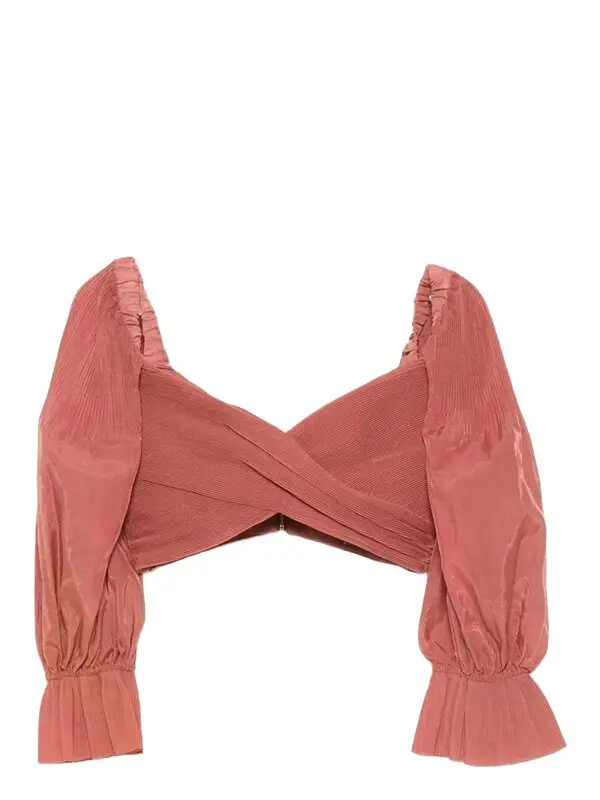 Zimmermann Pleated Puff-sleeve Top - Red