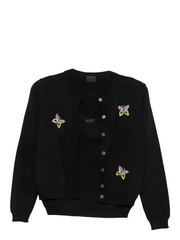 Dolce & Gabbana Butterfly-embroidered Cardigan Set - Black