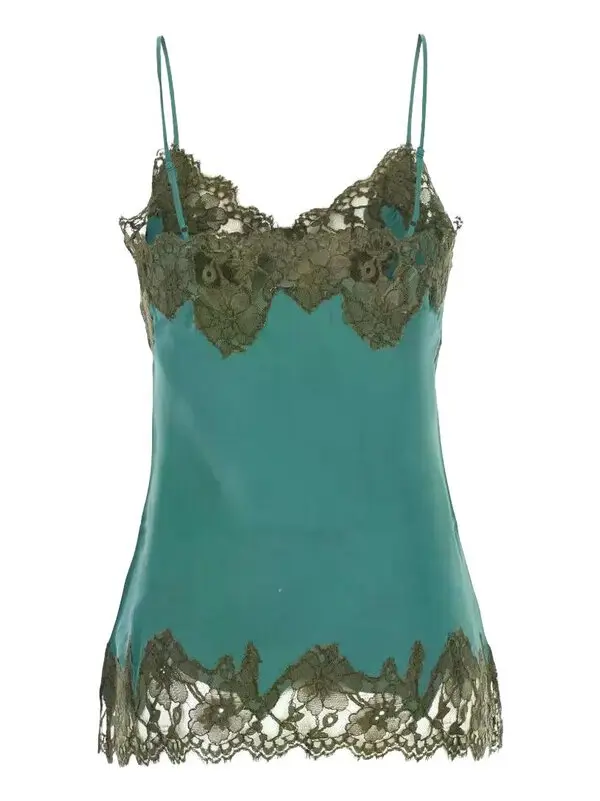 Gold Hawk Marilyn Bias Lace-trim Top - Blue