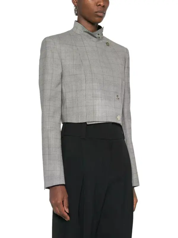 Sportmax Prince Of Wales Check Cropped Jacket - Grey