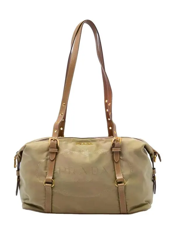 Prada Canvas Canapa Logo Shoulder Bag - Neutrals