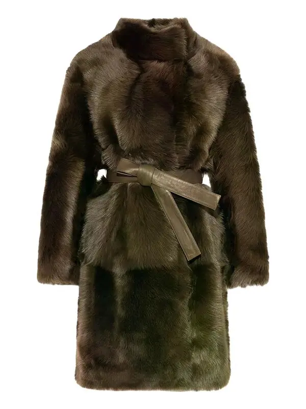 YVES SALOMON Reversible Belted Toscana Coat - Brown