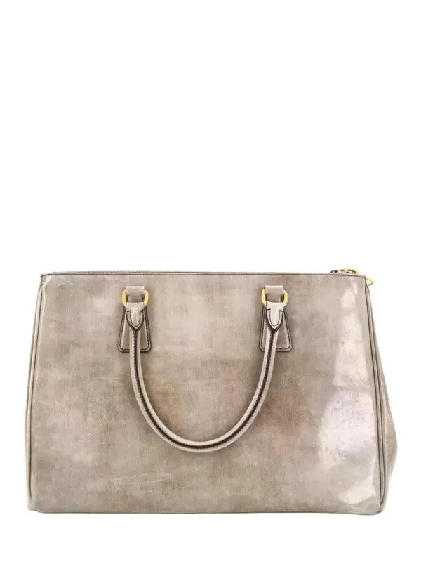 Prada Double Zip Lux Spazzolato Leather Medium Tote Bag - Brown