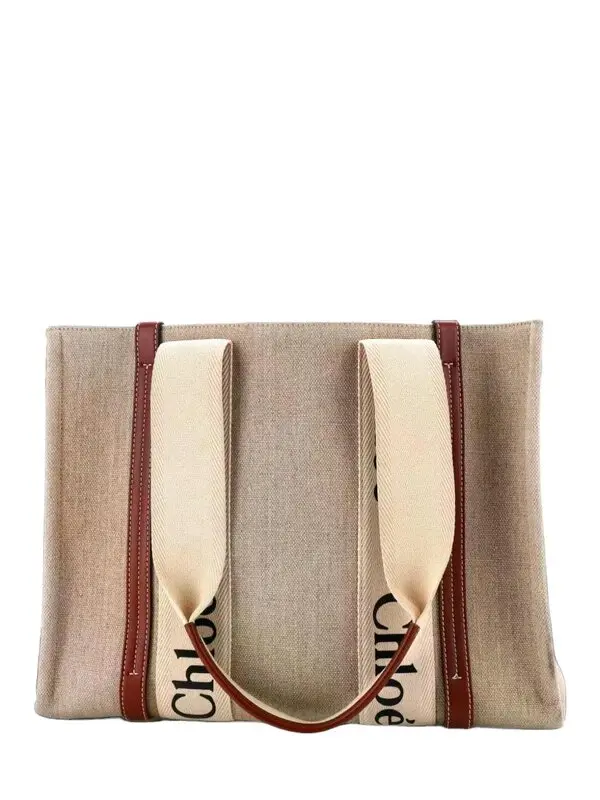Chloé Woody Canvas And Leather Tote - Neutrals