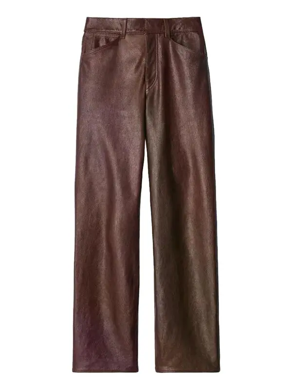 LEMAIRE Glossy Leather Straight Pants - Brown